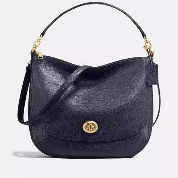 Coach | Bags | Coach Leather Navy Shoulder Bag | Poshmark